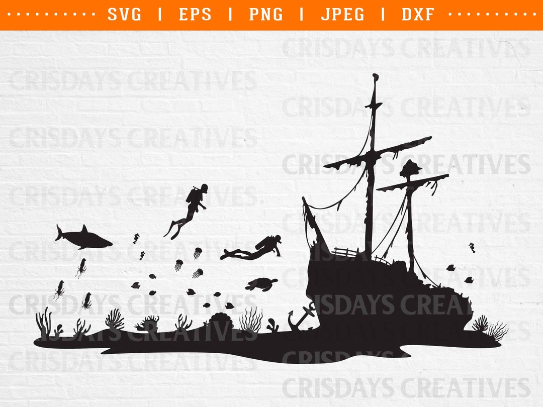 Diving Svg, Deep Sea Diving Svg, Diving Scene Svg, Diver Svg, Diver ...