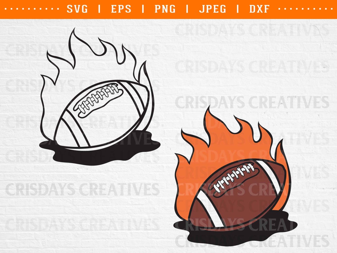 Football Svg, Football on Fire Svg, Flaming Football Svg, Flaming ...