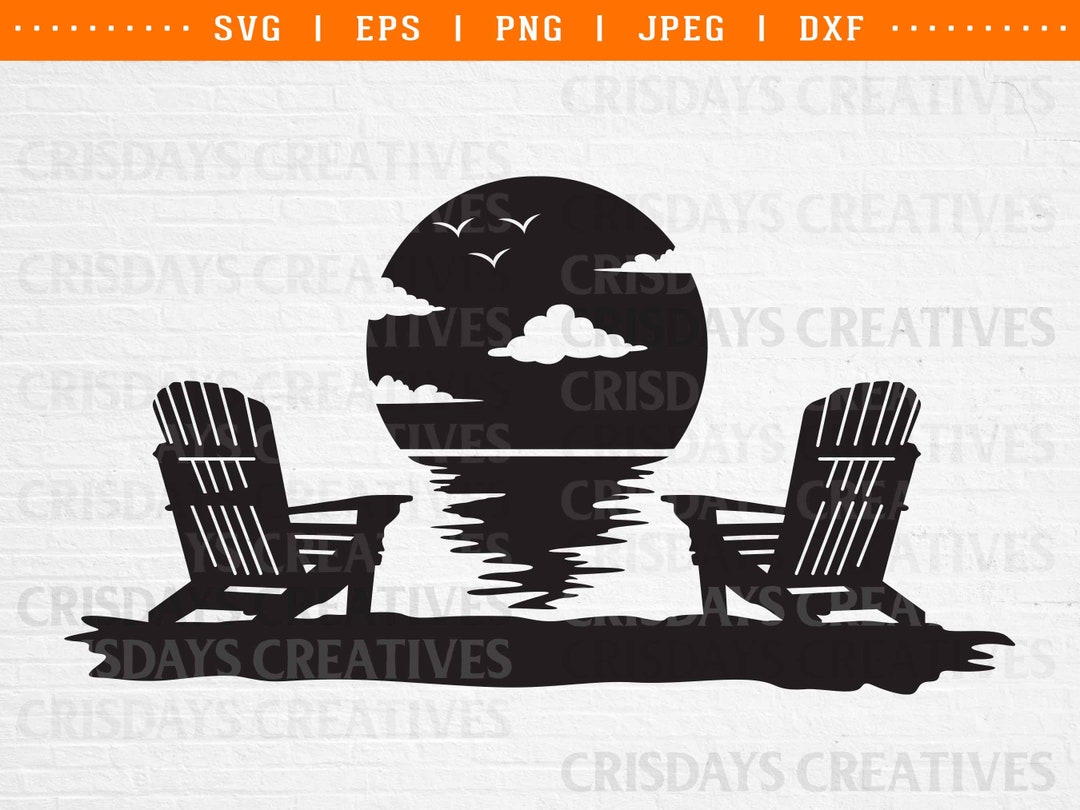 Adirondack Svg, Adirondack Chair Svg, Lake Scene Svg, Moonlight Scene ...