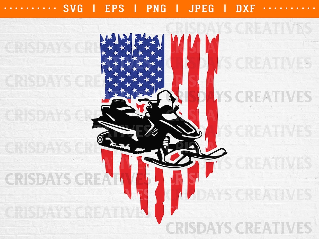 Snowmobile Svg, Snowmobile Clipart, US Snowmobiler Png, US Flag ...