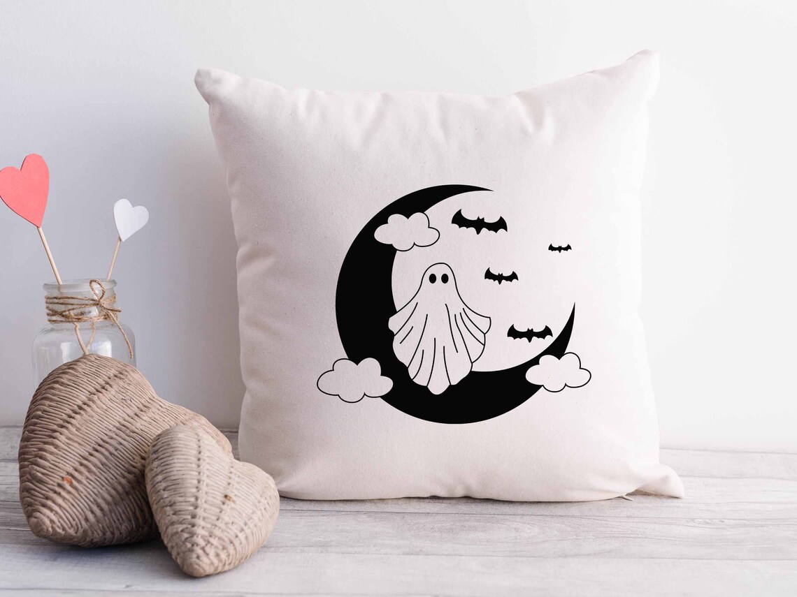 Ghost on Moon Svg Halloween Moon Svg Moon Ghost Ghost Svg - Etsy