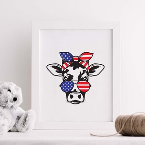Fourth of July Cow Svg, Cow Svg, Usa Cow Svg, Cow Png, 4th of July Cow ...