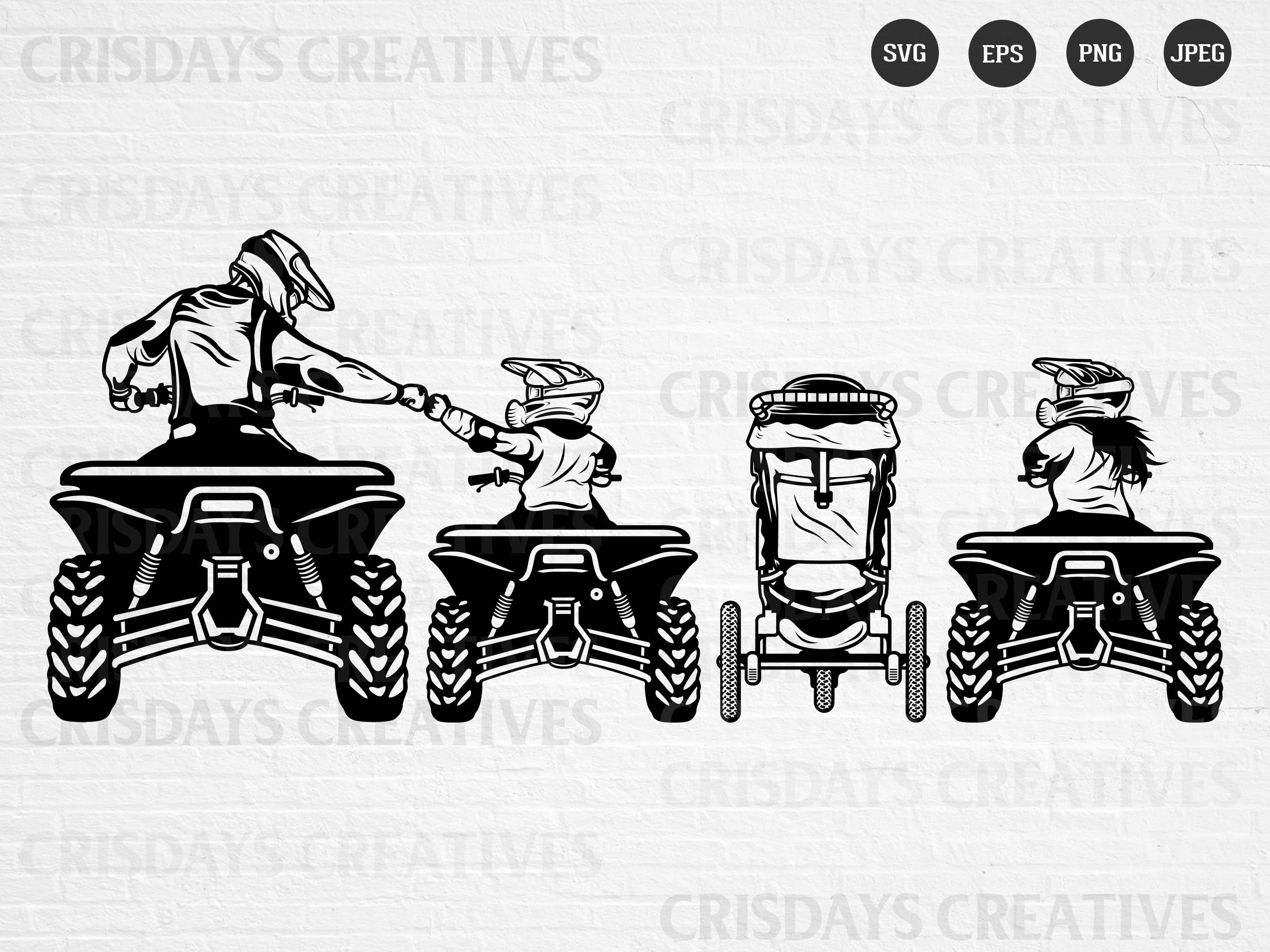 Dad and Kids ATV Svg ATV Svg Father Son Daughterbaby ATV - Etsy UK