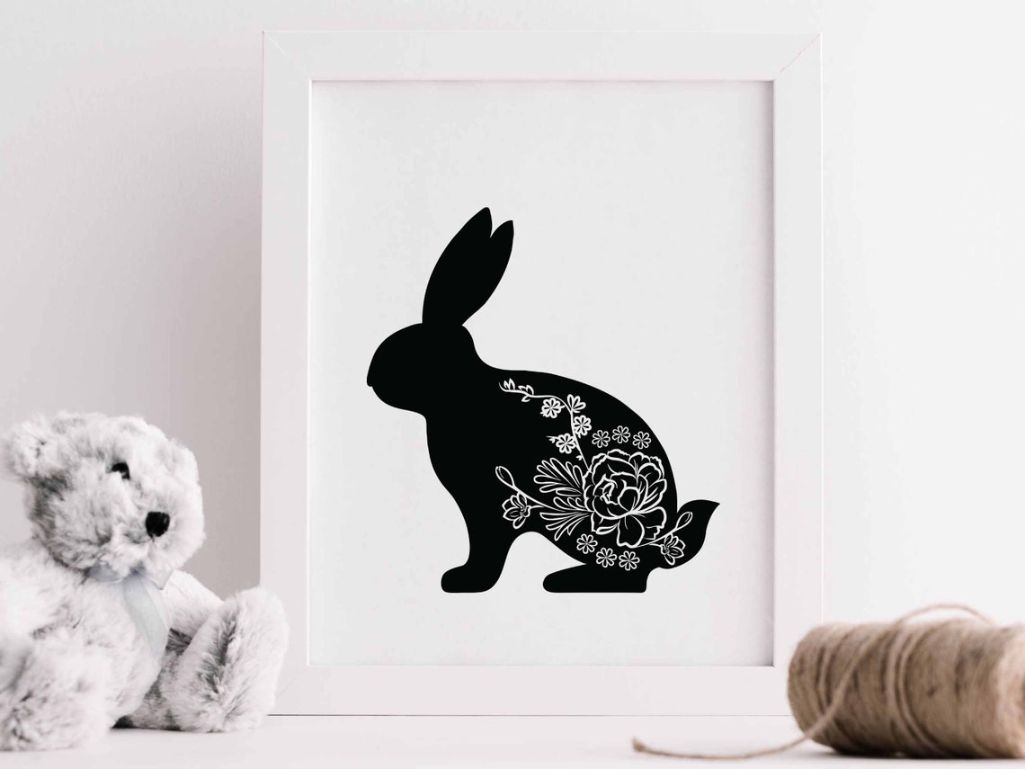 Bunny Svg Floral Bunny Svg Cute Bunny Svg Design Bunny Room - Etsy