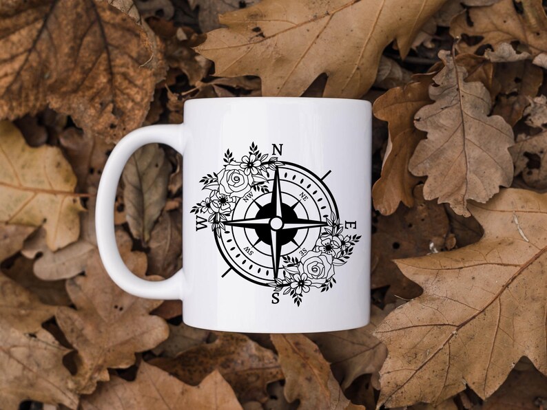 Floral Compass Svg| Compass Svg| Compass Rose Svg| Nautical Compass Svg ...