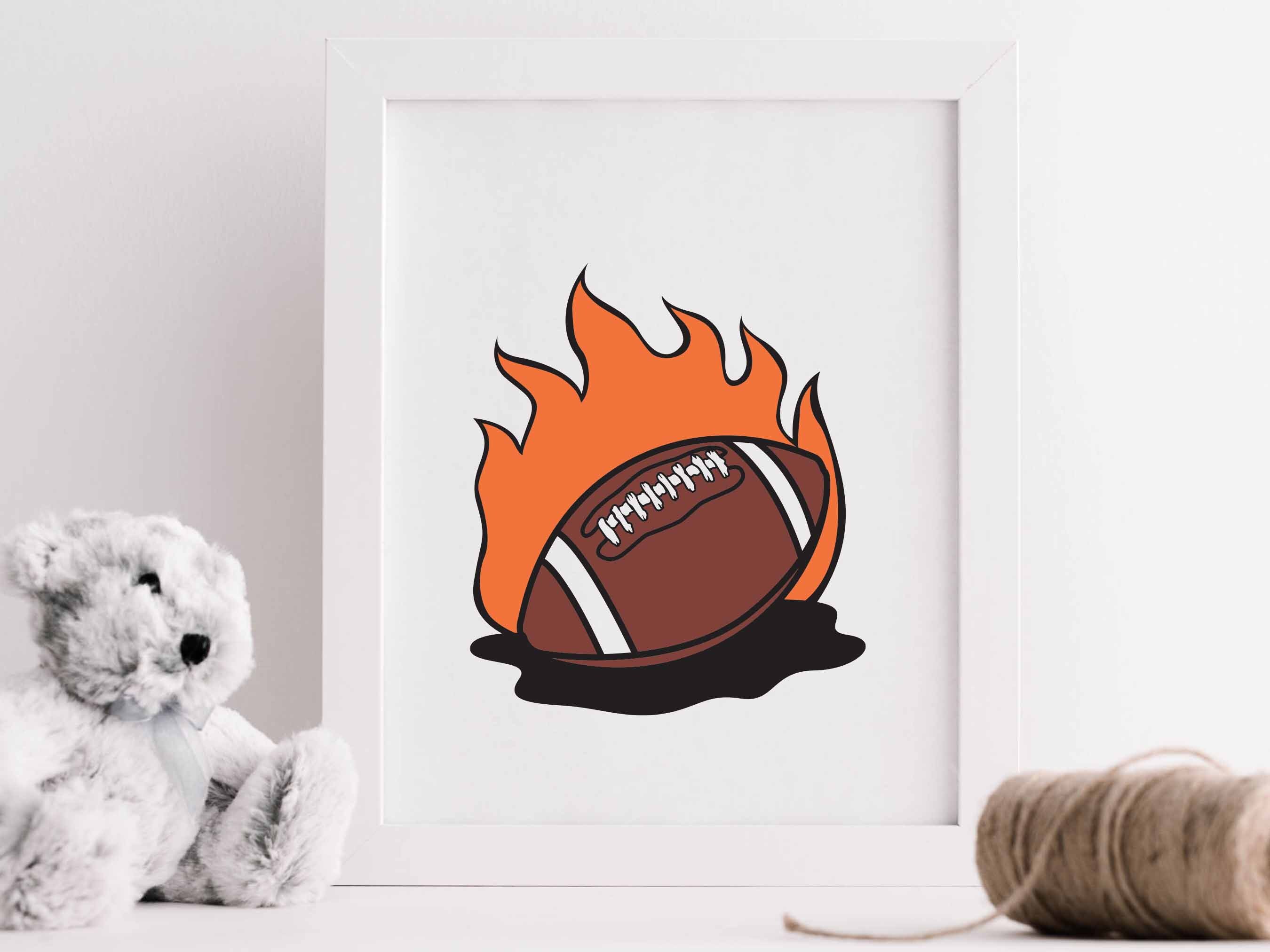 Football Svg, Football on Fire Svg, Flaming Football Svg, Flaming ...