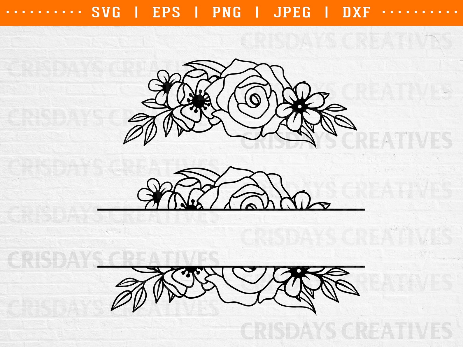 Flowers Svg| Wreath Svg| Flower Split Monogram Svg| Floral Frame Svg ...