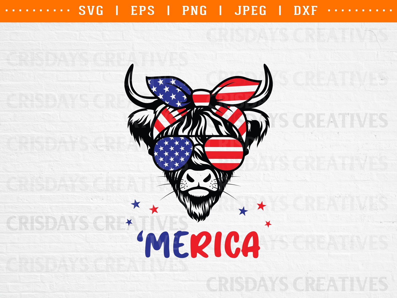 Fourth of July Svg Highland Cow Svg Fourth of July Cow Svg - Etsy
