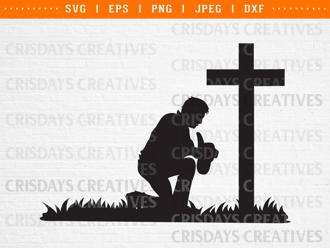 Man Kneeling at Cross Svg, Man Kneeling Svg, Memorial Svg, Memorial ...