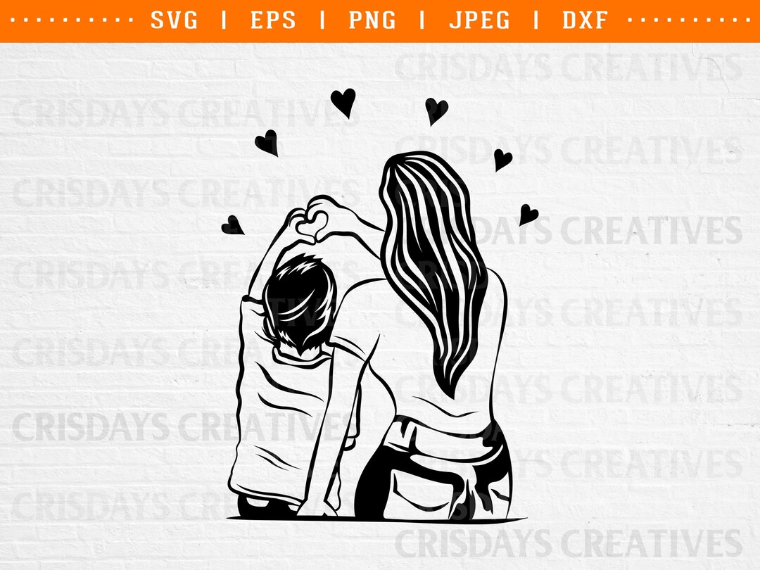 Mom and Son Heart Hand Svg, Hand Sign Heart Svg, Mother and Son ...