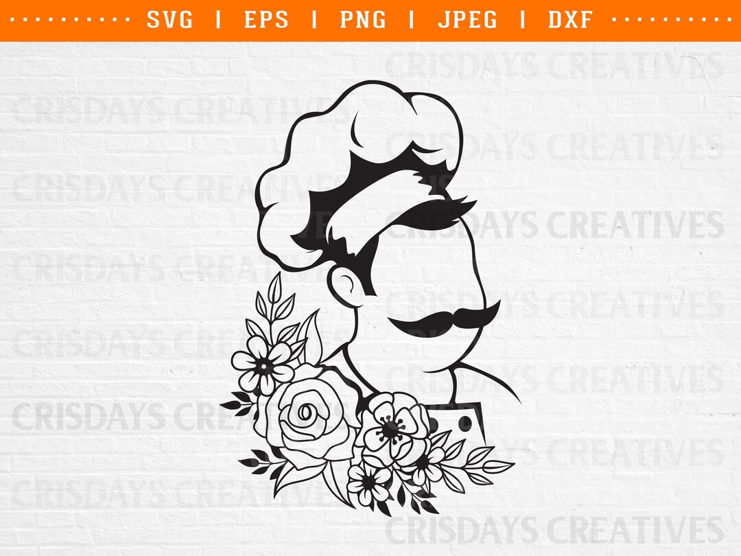 Floral Chef Svg, Chef Svg, Chef With Flowers Svg, Flower Chef Svg ...
