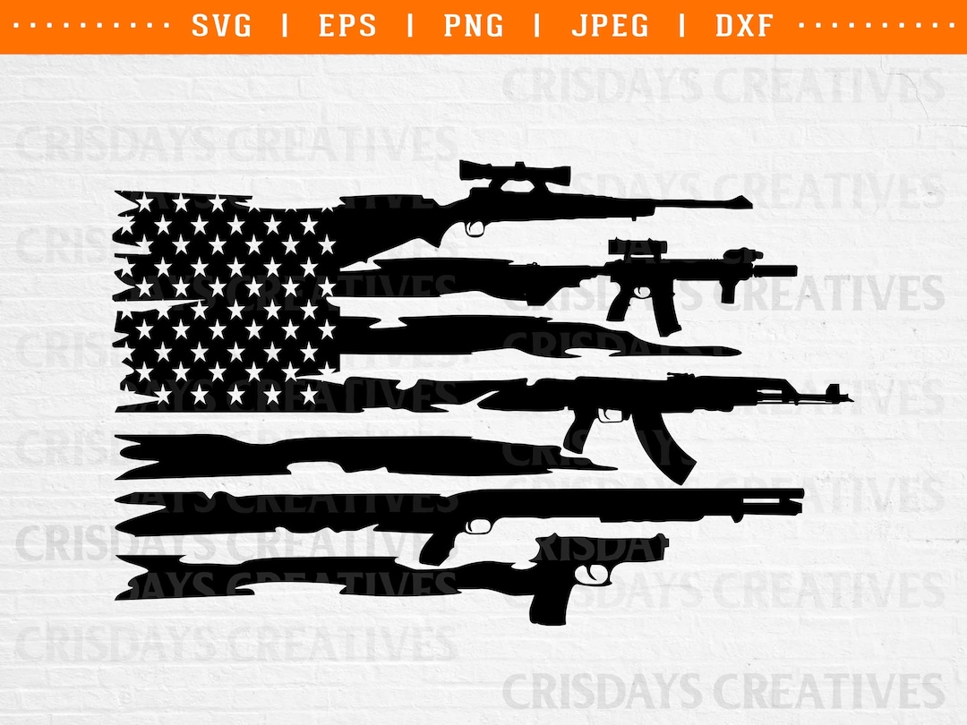 Guns Flag USA Svg, Us Flag Guns Svg, American Flag With Guns Svg, Gun ...