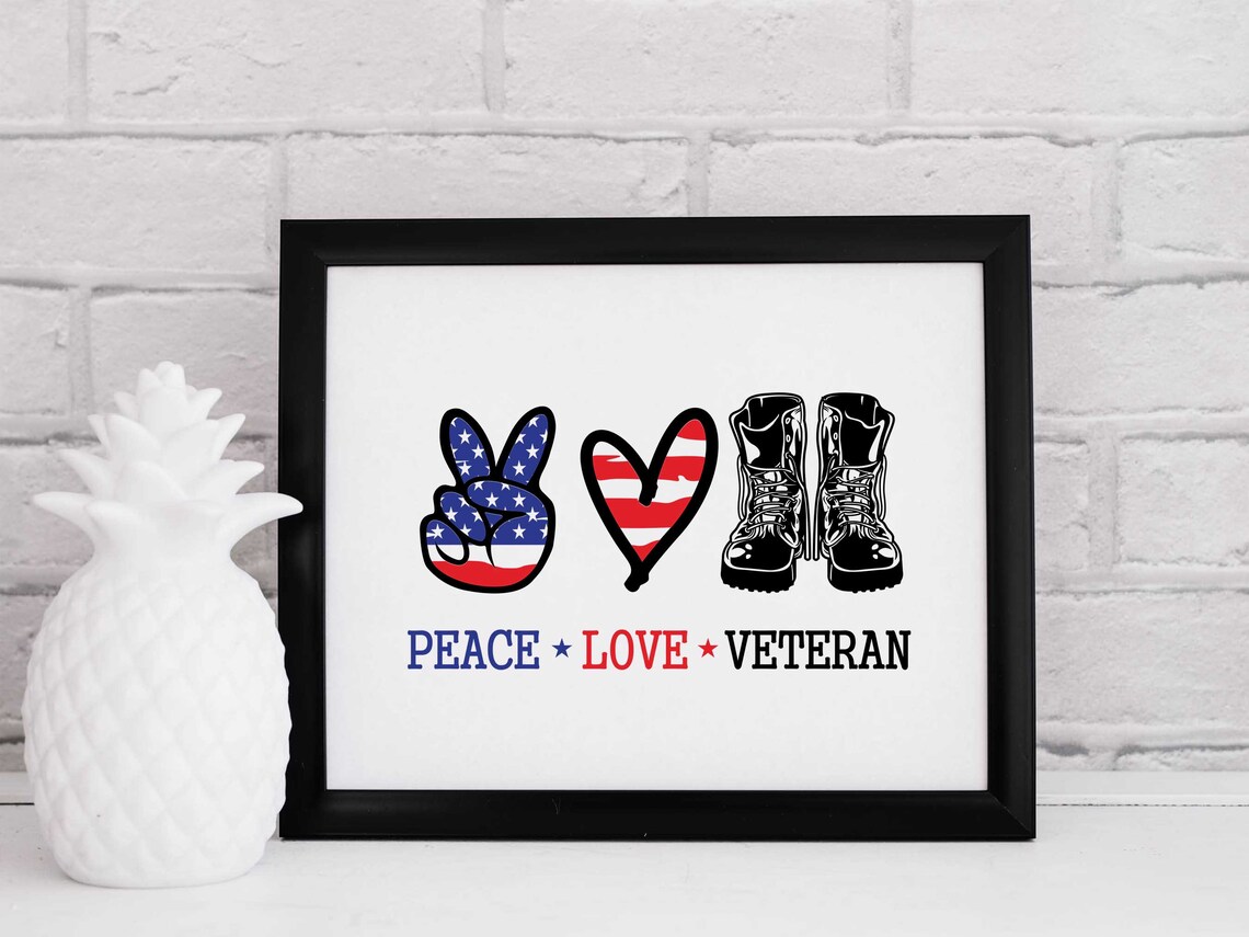 Peace Love Veteran Svg Us Veteran Svg Us Veteran Decal Us - Etsy