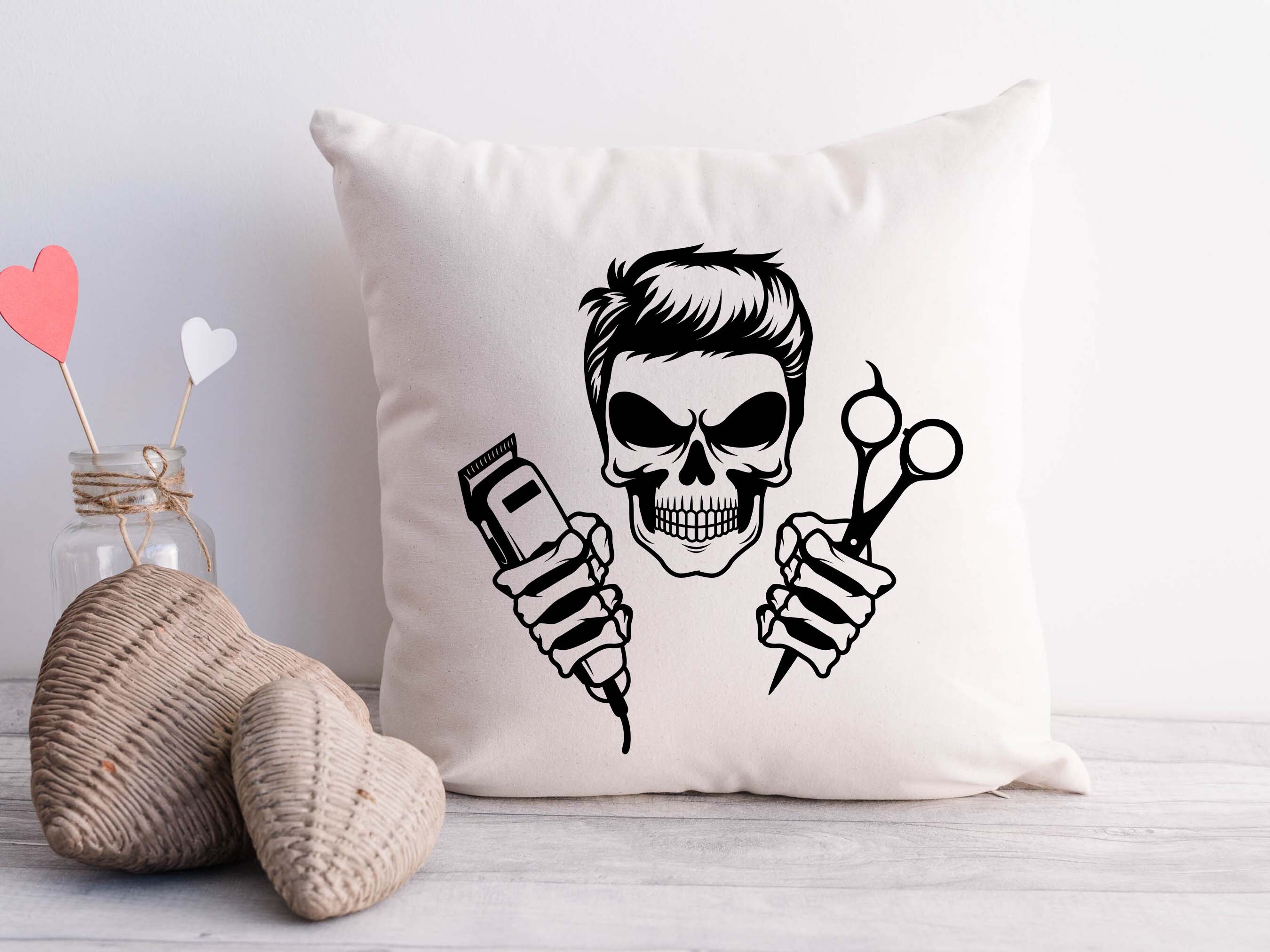 Skull Barber Svg, Barber Svg, Skull and Scissors Svg, Hair Clippers Svg ...