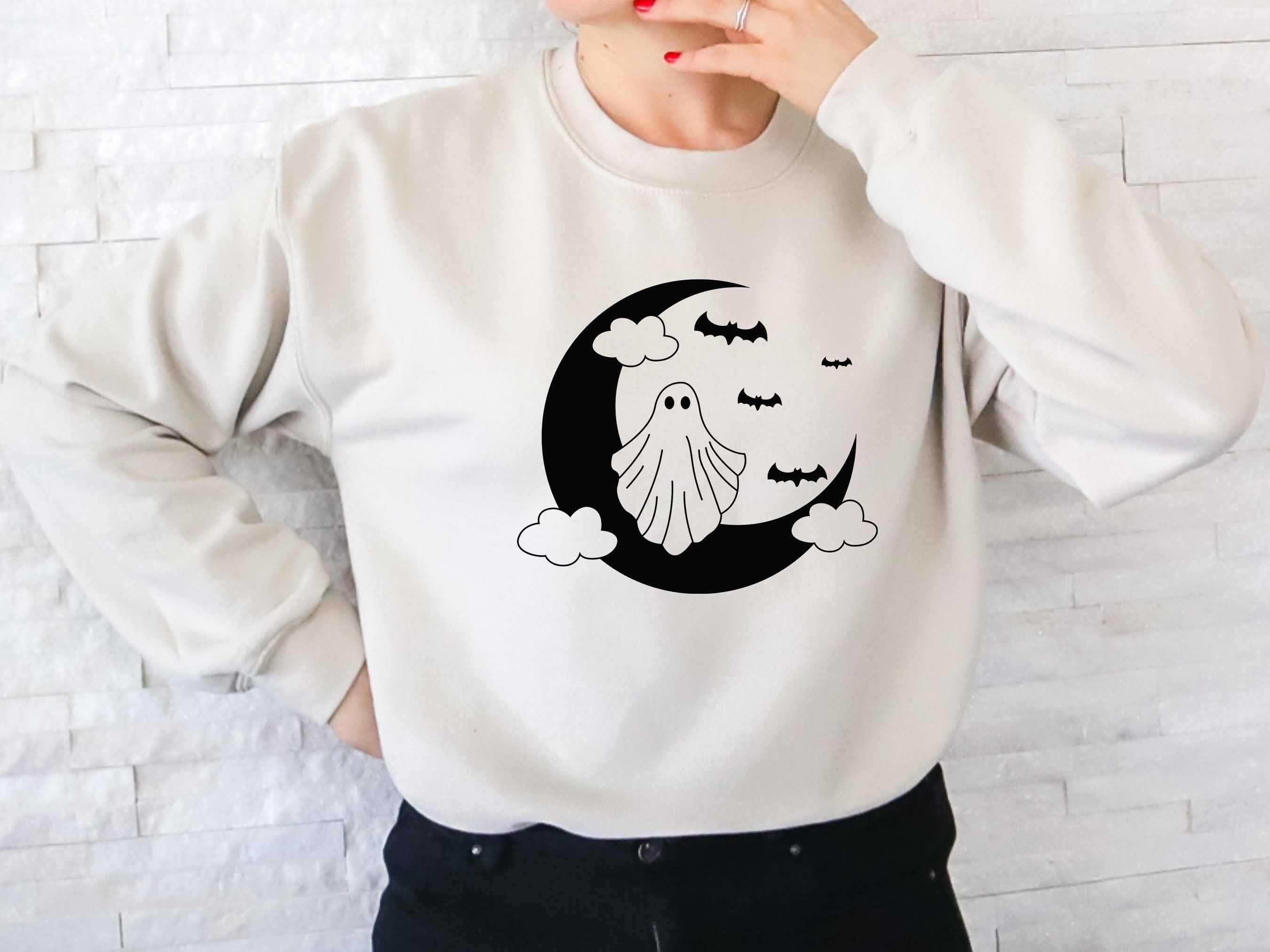 Ghost on Moon Svg Halloween Moon Svg Moon Ghost Ghost Svg - Etsy