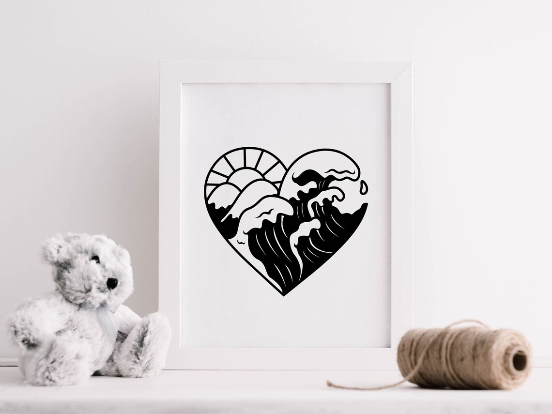 Heart Waves Svg, Heart Wave Art, Wave Art Png, Love Waves Svg, Wave ...