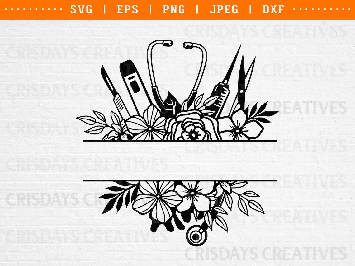 Medical Tools Svg Nurse Svg Floral Medical Equipments Svg - Etsy