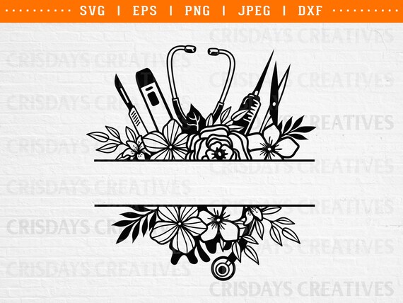 Medical Tools Svg Nurse Svg Floral Medical Equipments Svg - Etsy