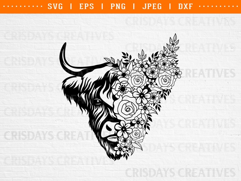 Floral Highland Cow Svg Cow With Flowers Svg Heifer Png - Etsy