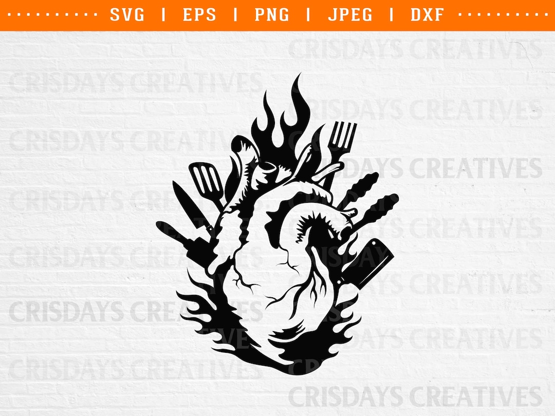 Chef Svg, Cook Svg,heart Svg, Love Cooking Clipart, Heart Vector,love ...