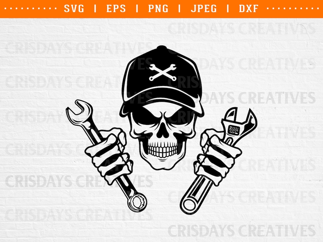 Mechanic Svg, Skull and Wrenches Svg, Wrench Svg, Skull and Wrench ...