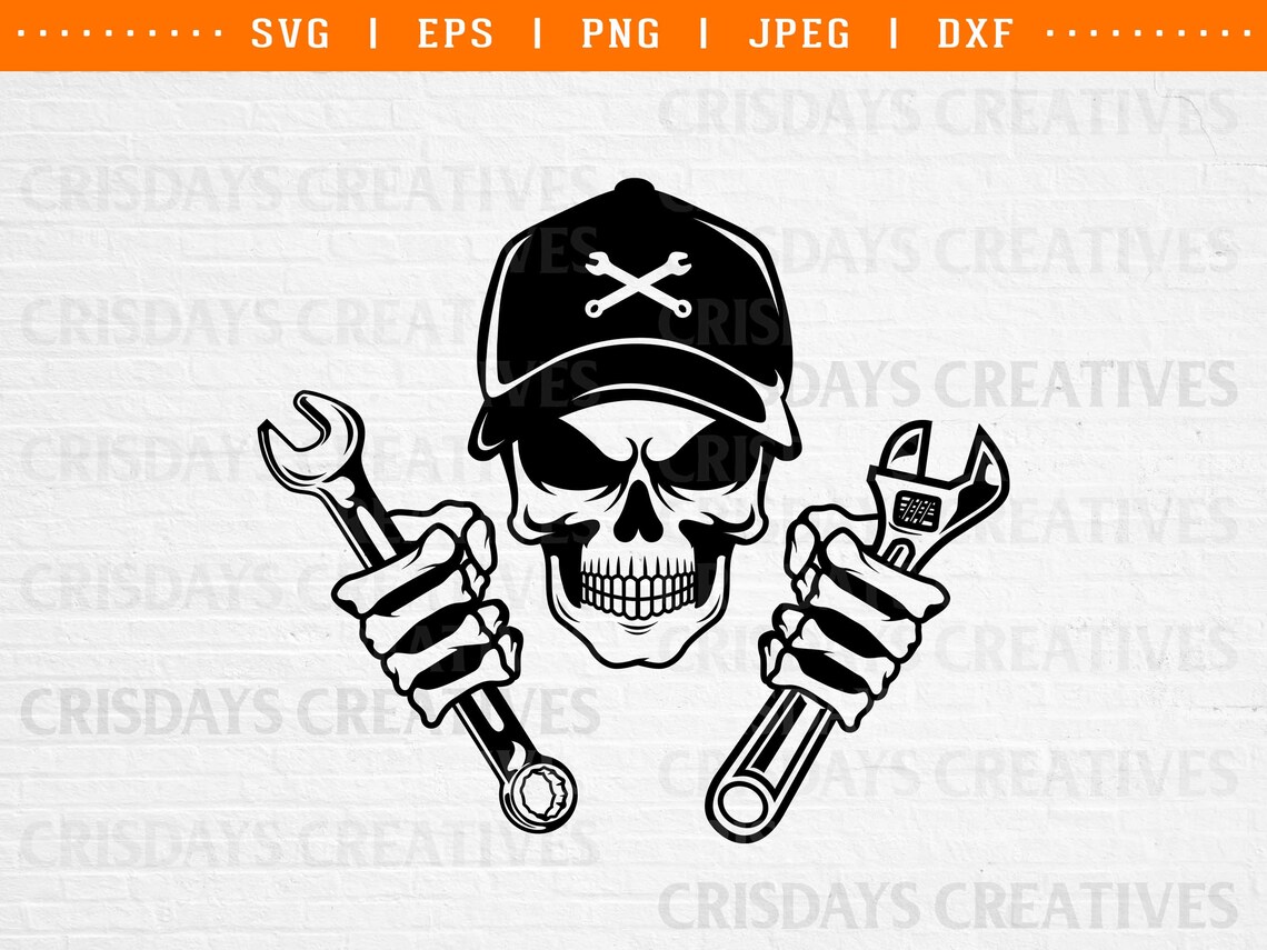 Mechanic Svg, Skull and Wrenches Svg, Wrench Svg, Skull and Wrench ...