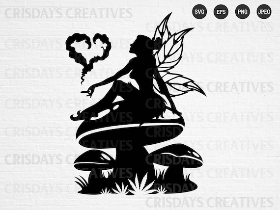 Weed Fairy Svg Cannabis Svg Smoking Fairy in Mushroom Svg | Etsy Australia