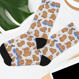 Capybara Socks, Cute Capy Socks, Kawaii Drawings of Capybaras, Gift for Women, Capybara Gift for ...