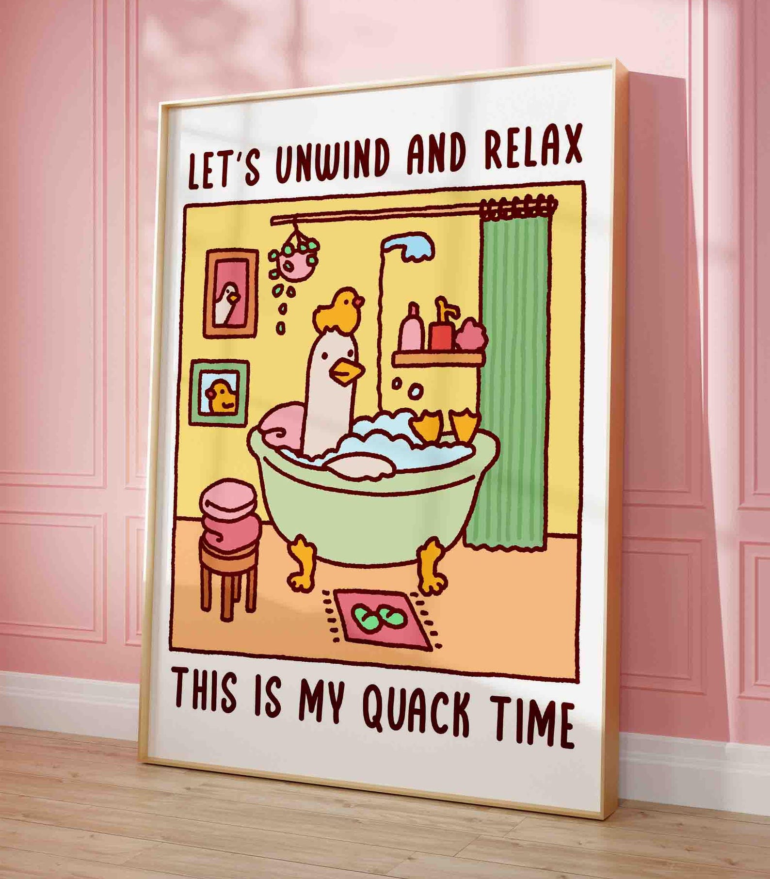 Duck in a Bath Poster, Bubble Bath Time Poster, Cute Bathroom Art Print ...