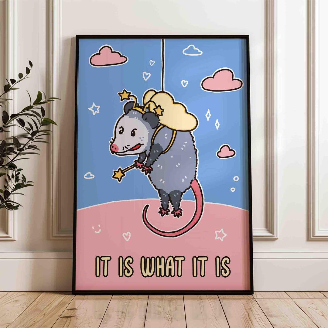 Possum Opossum Wall Print, Cute Possum Poster, Motivational Poster ...