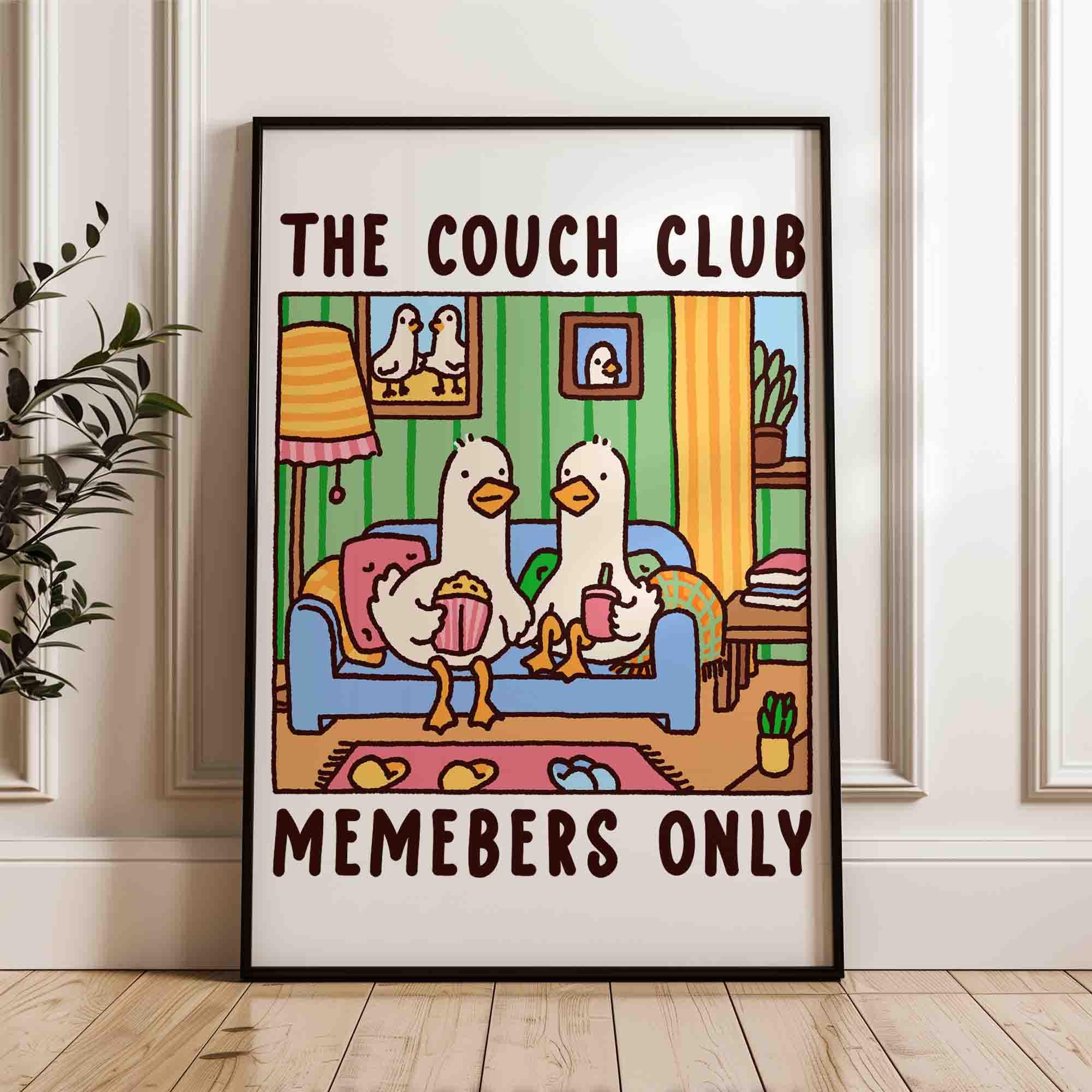 The Couch Club Duck Illustration Print, Cute Quirky Print, Funny Quote ...