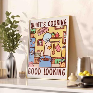 Duck Cooking Poster, Kitchen Wall Decor, Cute and Quirky Kitchen Art ...