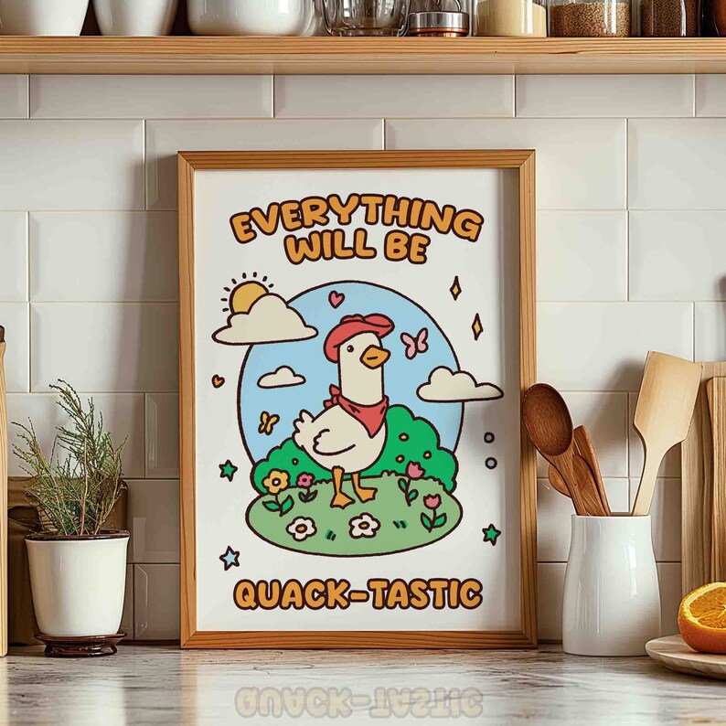 Duck Wall Print, Cute Colorful Poster, Motivational Poster, Positive ...