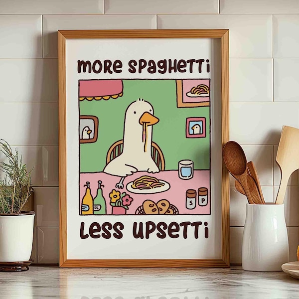More Spaghetti Less Regretti Frog Print, Retro Diner Poster, Retro ...