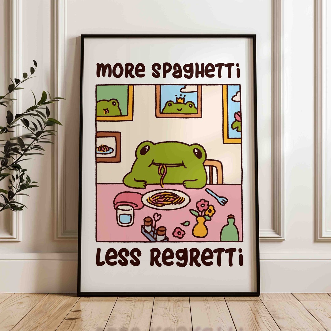More Spaghetti Less Regretti Frog Print, Retro Diner Poster, Retro ...