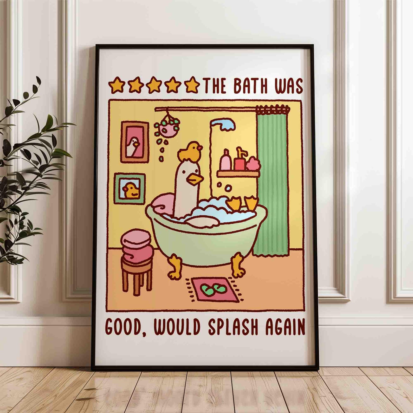 Duck in a Bath Poster, Bubble Bath Time Poster, Cute Bathroom Art Print ...
