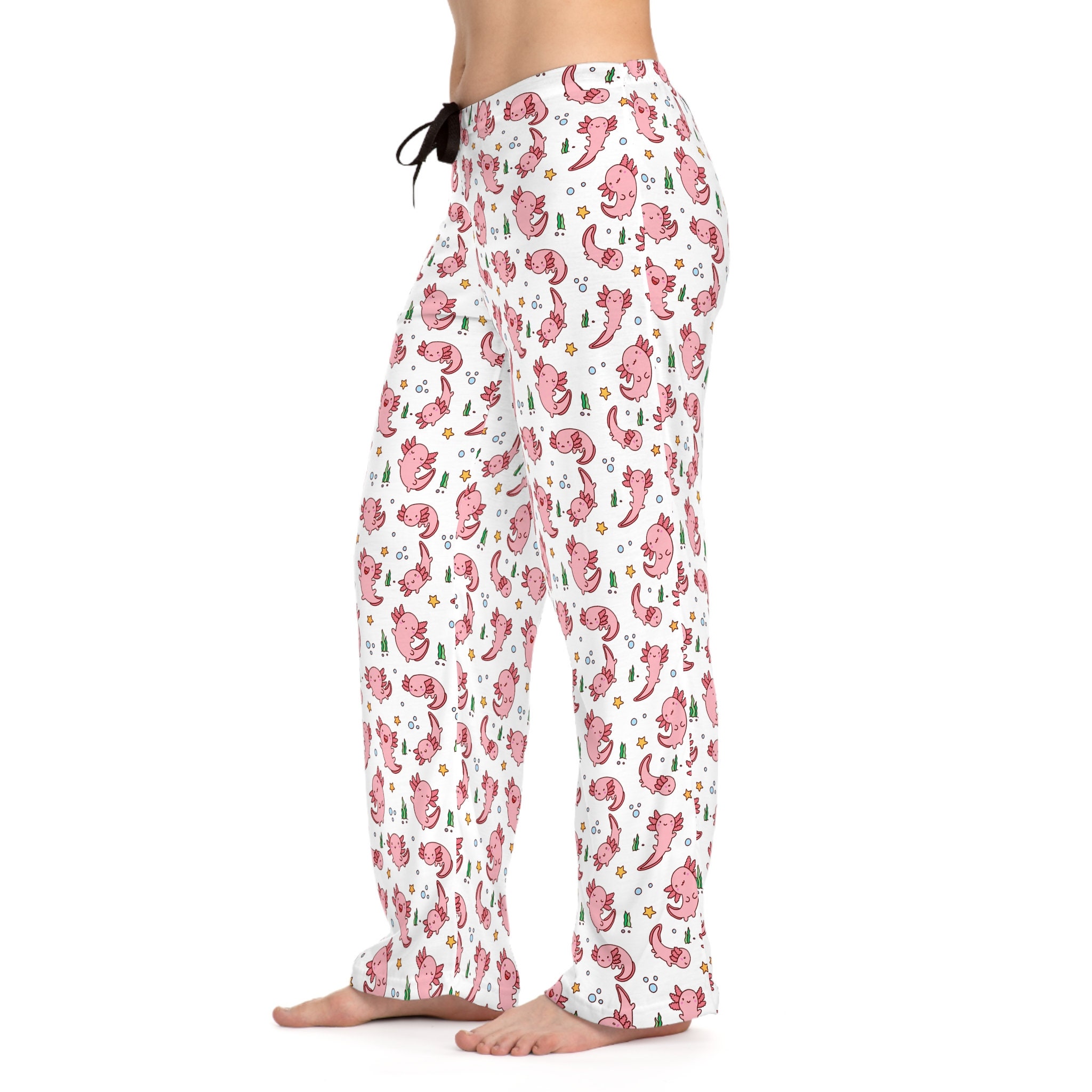 Axolotl Women's Pajama Pants, Cute Axolotl Pattern, Funny Animal ...