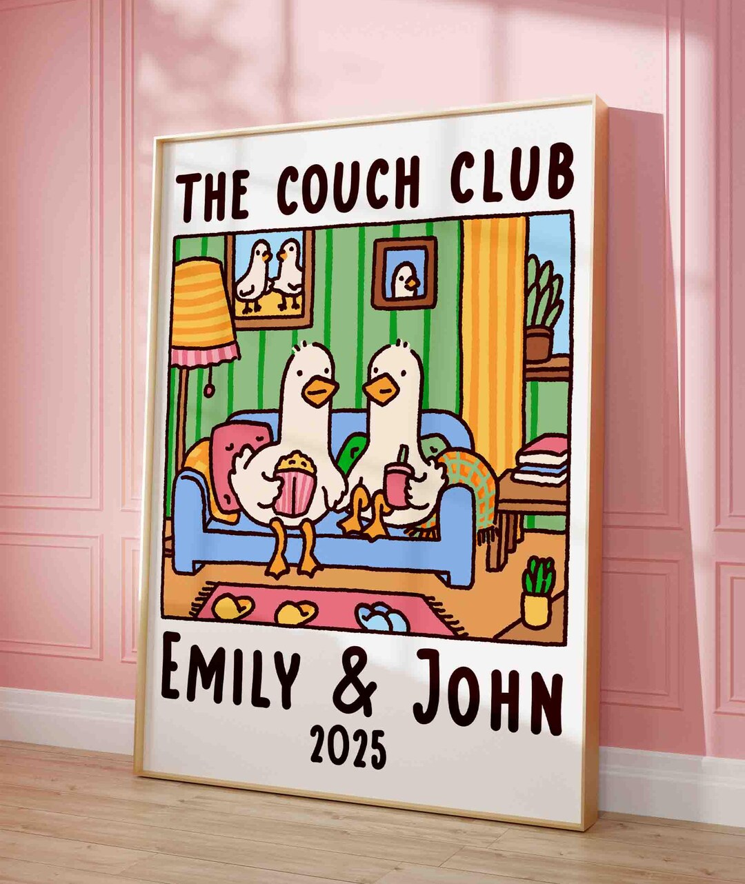 Custom Couple Print, Personalized Duck Illustration, Funny Romantic ...