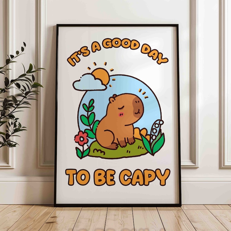 Happy Capybara Poster - Etsy UK