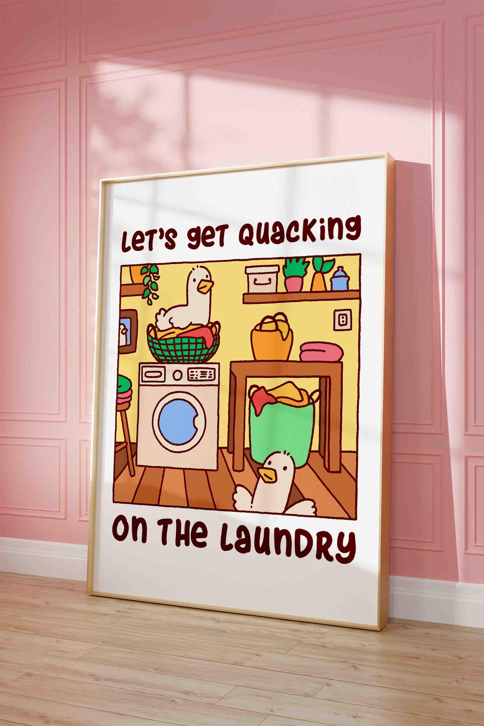 Laundry Wall Art, Cute Bathroom Poster, Funny Wash Room Poster, Duck ...