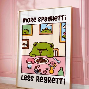 More Spaghetti Less Regretti Frog Print, Retro Diner Poster, Retro ...