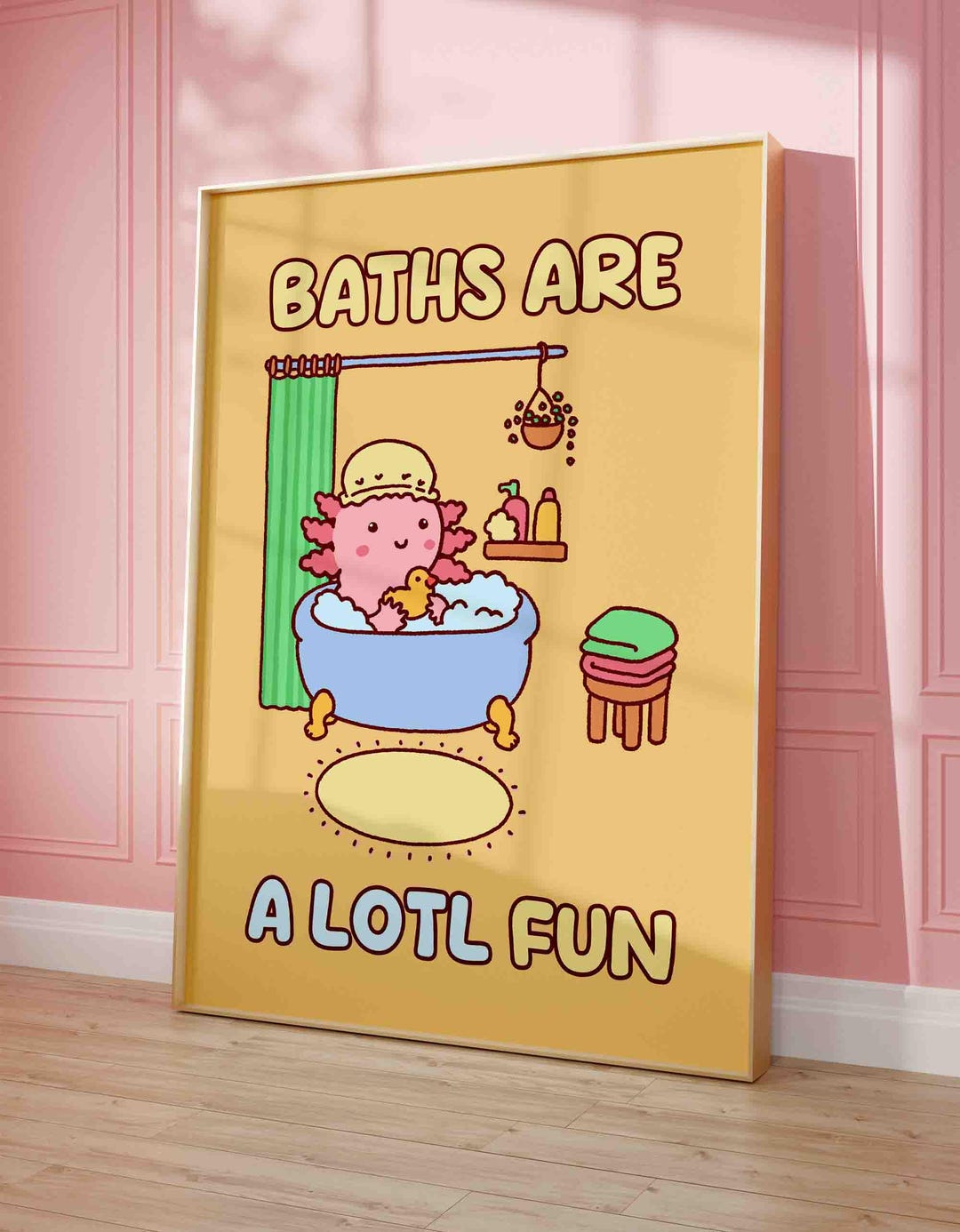 Axolotl in a Bath Poster, Bubble Bath Time Poster, Cute Bathroom Art Print, Cute Bath Trendy Art ...