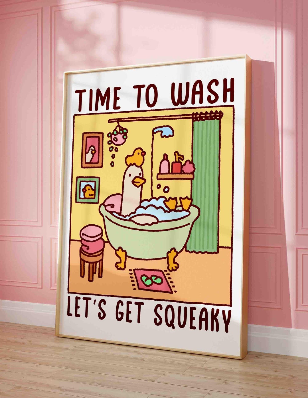 Duck in a Bath Poster, Bubble Bath Time Poster, Cute Bathroom Art Print ...