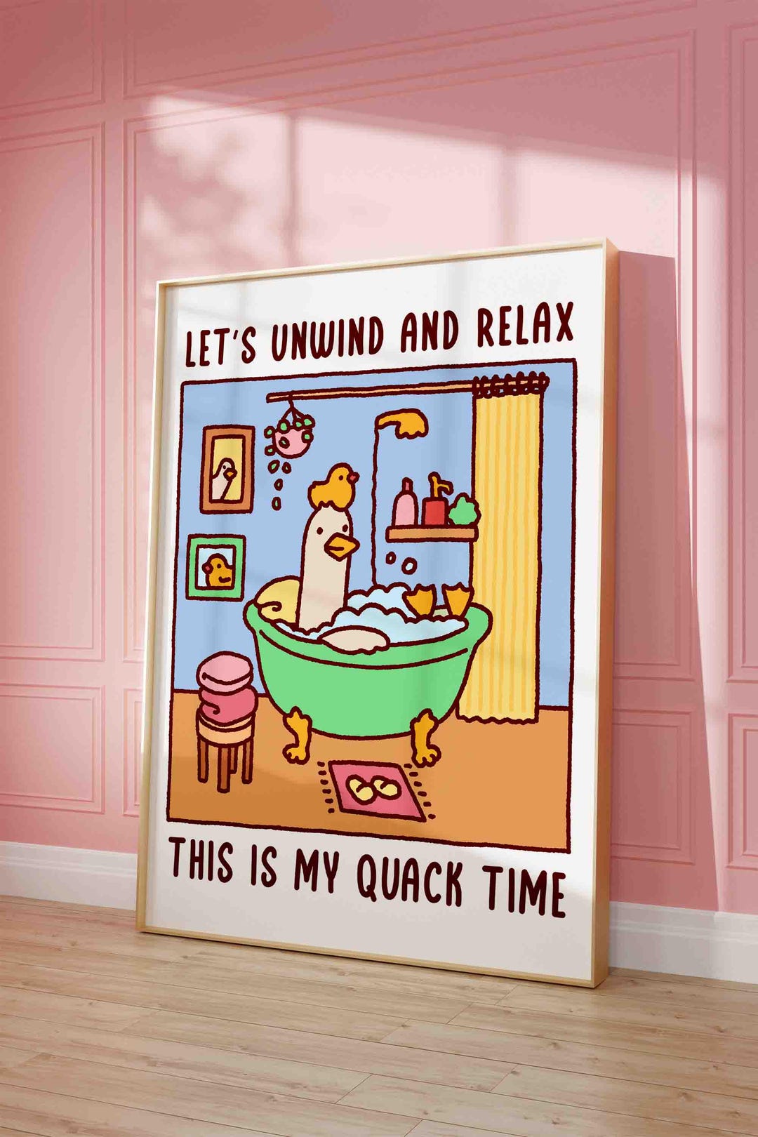 Duck in a Bath Poster, Bubble Bath Time Poster, Cute Bathroom Art Print ...