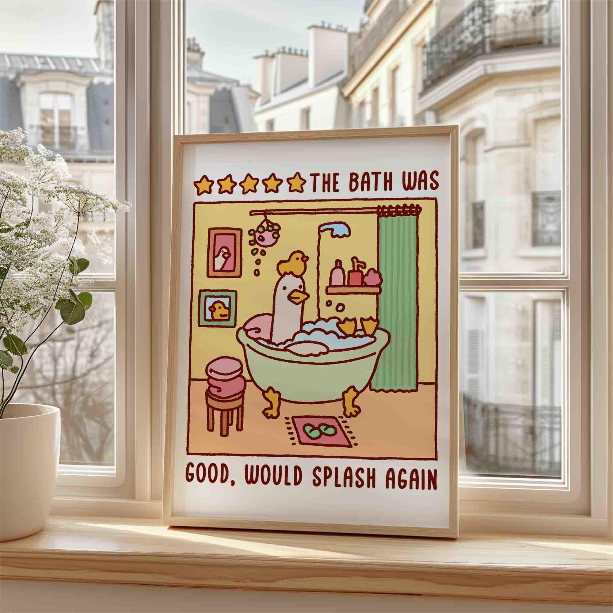 Duck in a Bath Poster, Bubble Bath Time, Washing up Poster, Cute ...