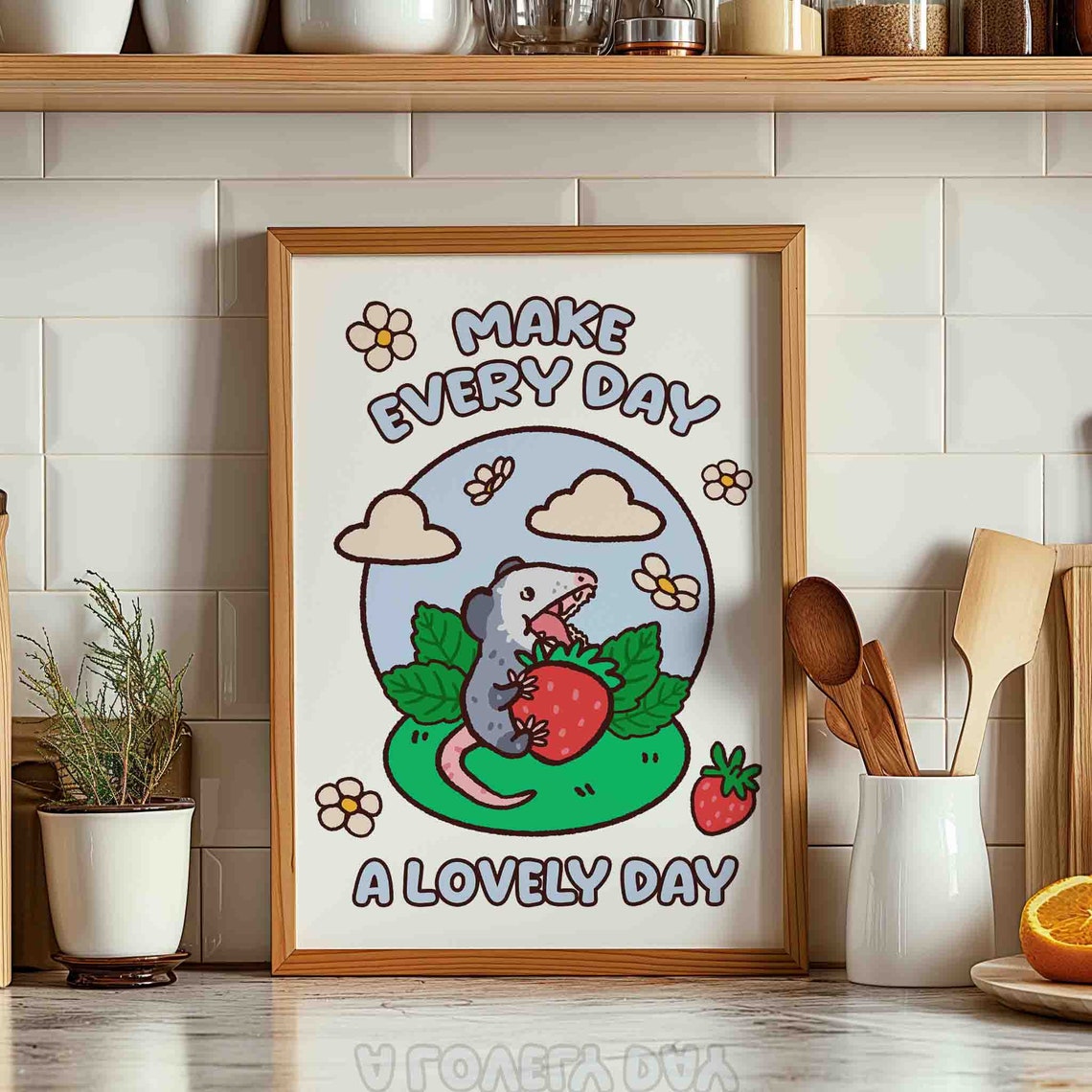 Possum Opossum Wall Print, Cute Funny Possum Poster, Motivational ...