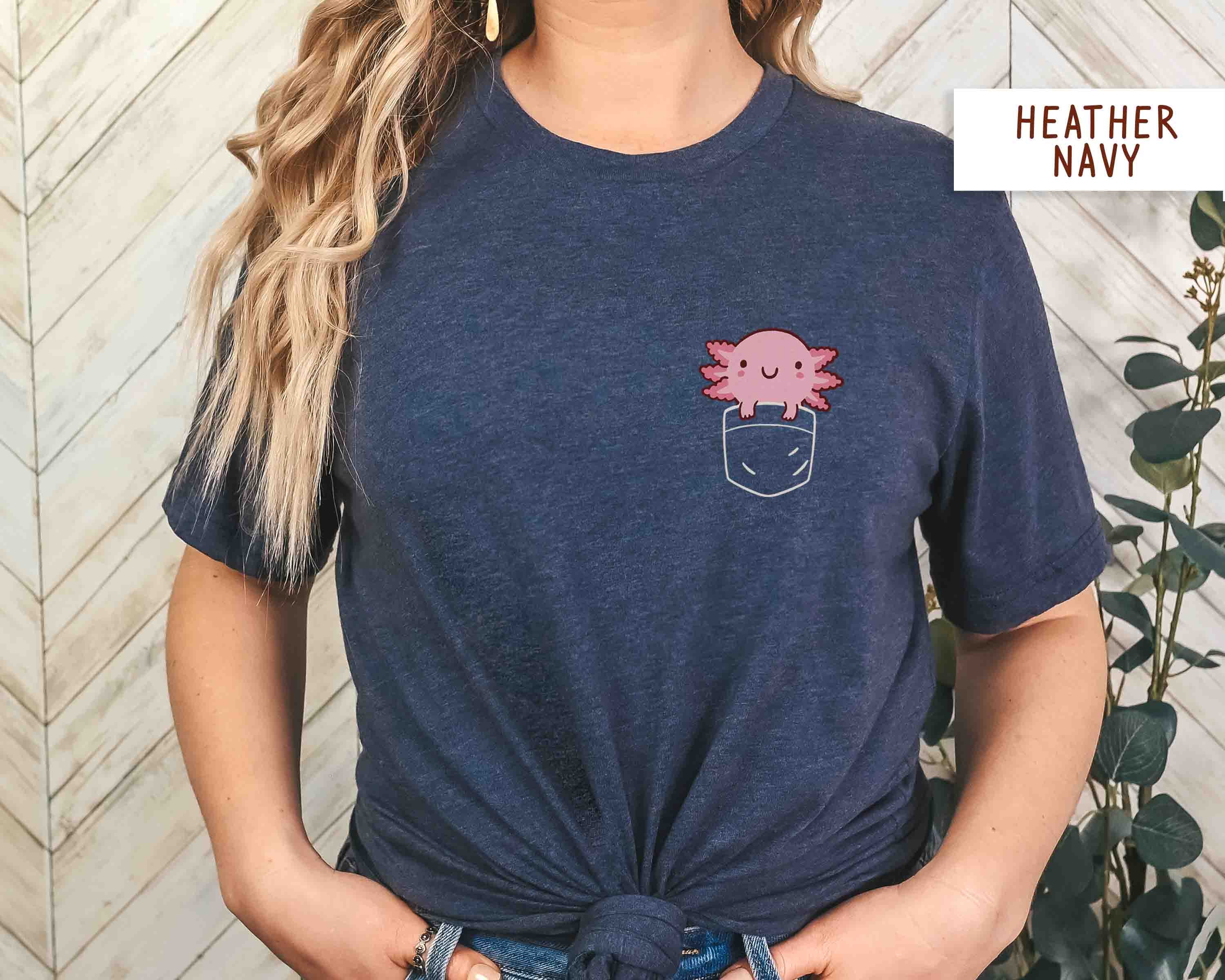 Anime Axolotl Pocket Shirt, Cute Axolotl Tshirt, Gift for Axolotl Lover ...