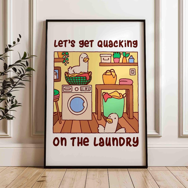 Laundry Wall Art, Cute Bathroom Poster, Funny Wash Room Poster, Duck ...