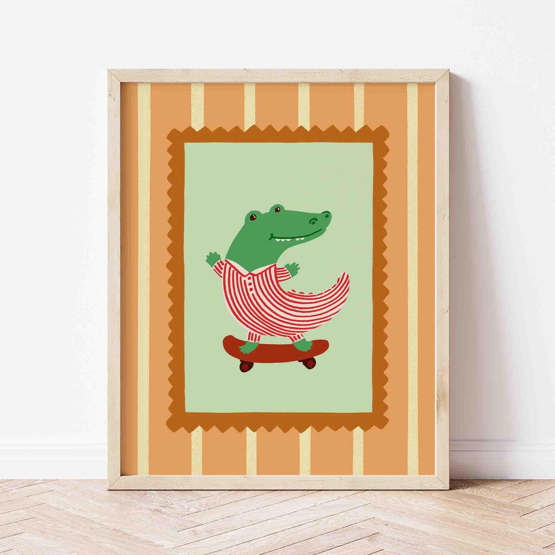 Cute Crocodile Poster, Funny Alligator, Cute Children's Room Art ...
