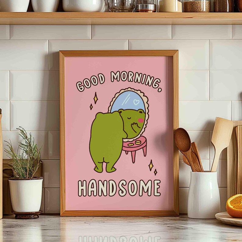 Coquette Frog Poster, Girly Pink Wall Art Print, Cute Toad Art ...